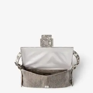 Fendi Baguette® 26424 Silver Organza Bag With Bead Embroidery